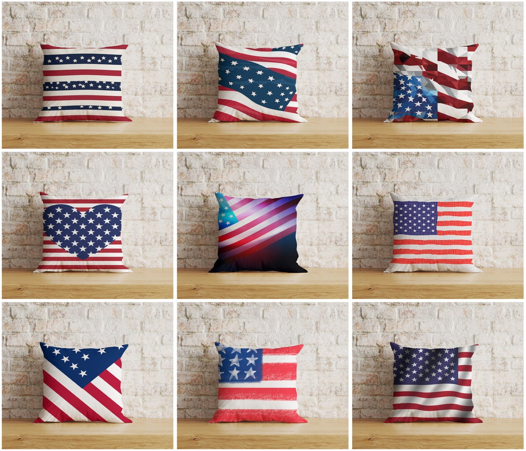 American Flag Pillow Cover, USA Flag Pillowcase, United States Flag ...
