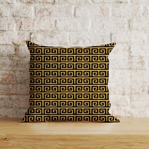 Greek Key Cushion Cover, Greek Key Pillow Cover, Yellow Black Greece ...