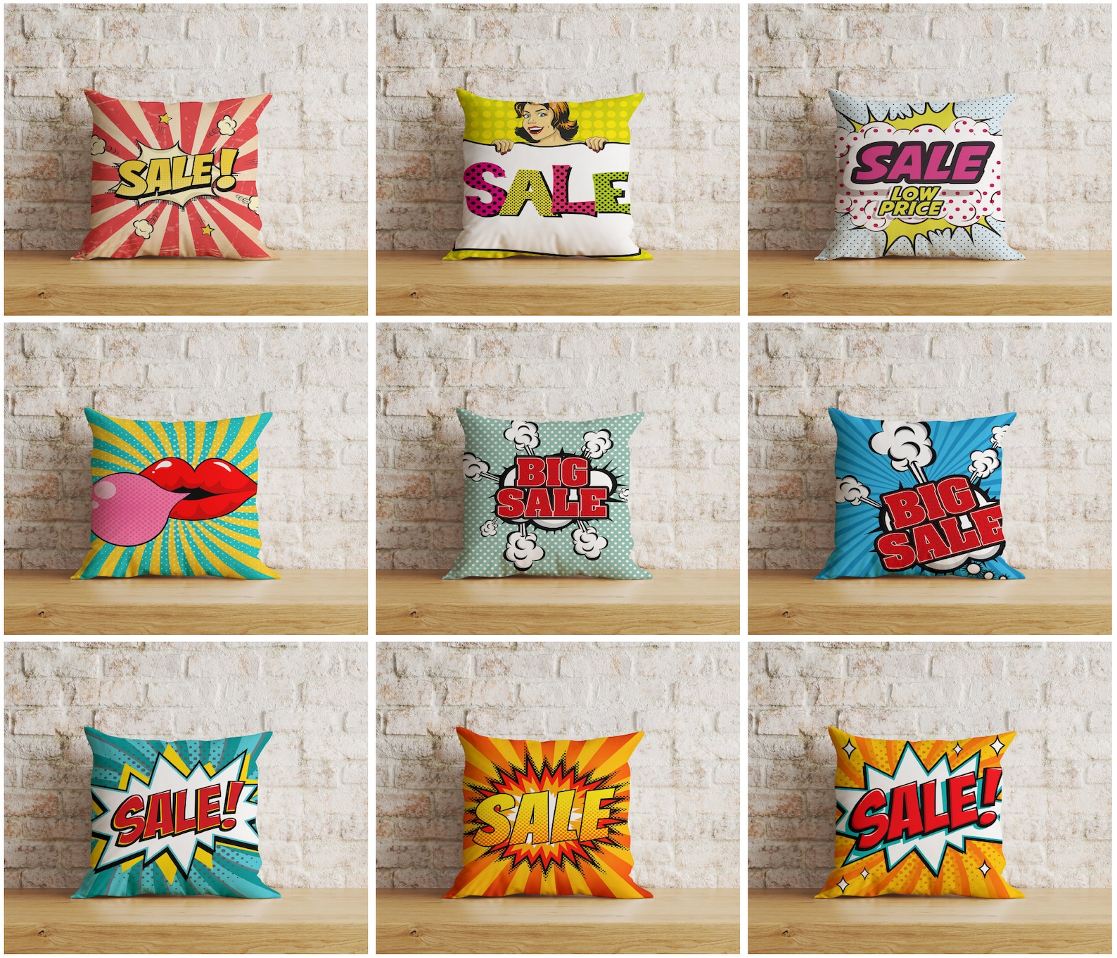 Pop Art Sale Cushion Cover, Lips Bubble Gum, Low Price Pop Art Throw ...