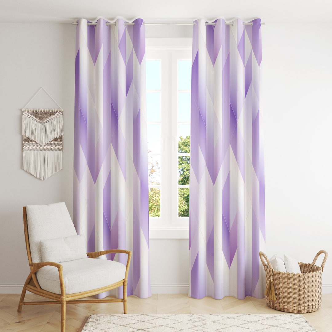 Modern Purple Abstract Curtains for Living Room, Geometric Curtains ...