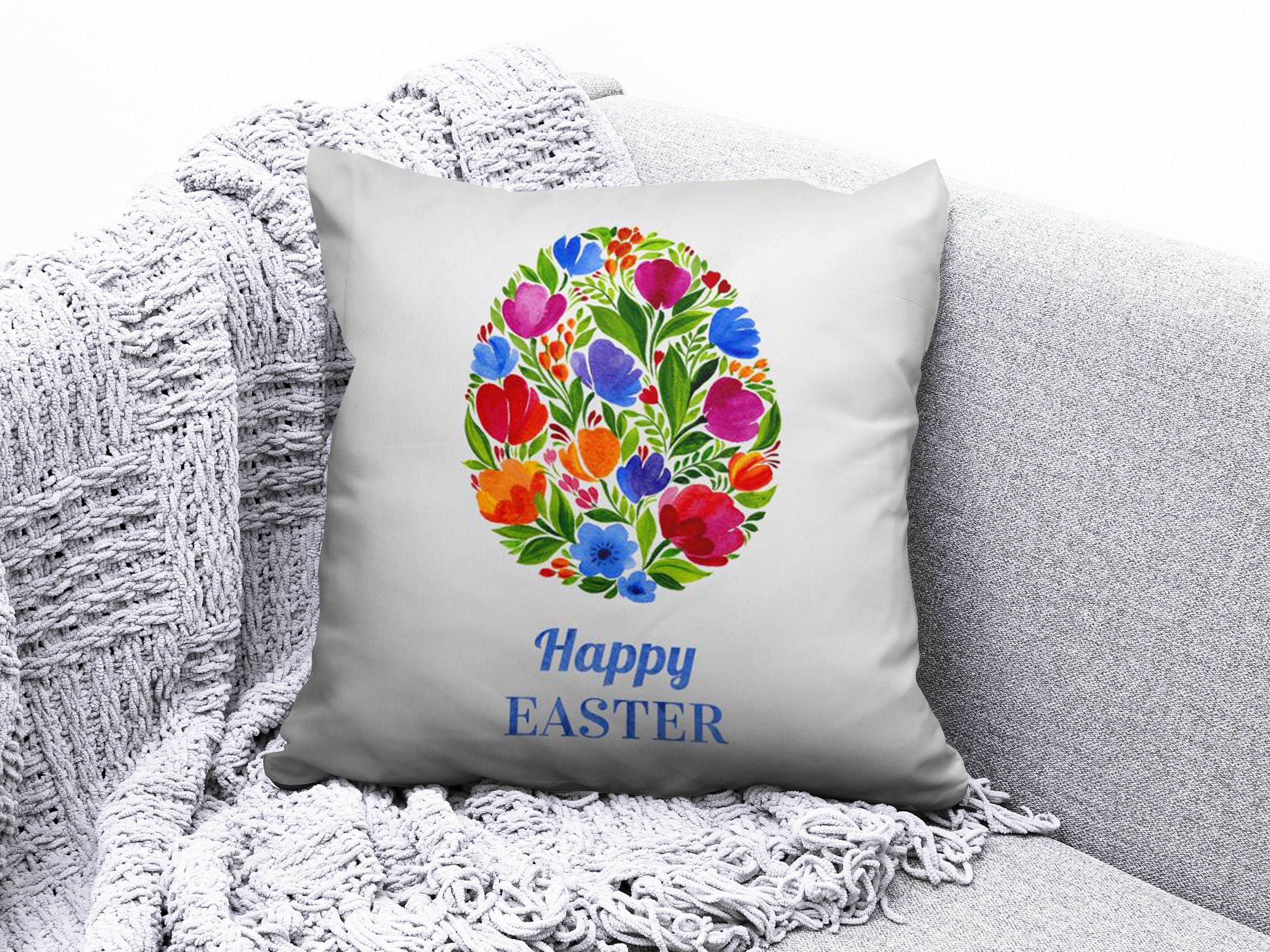 Happy Easter Pillow Case, Spring Concept Cushion Cover, Bunny Pillow ...