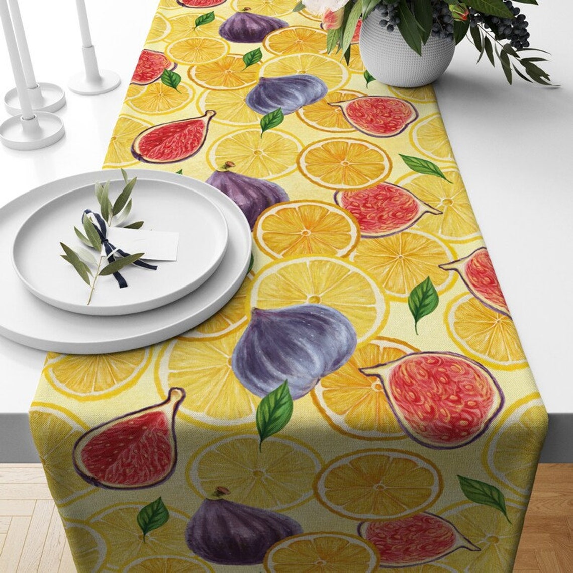 Fig Print Table Runner, Soft Fabric Knitted Fabric - Etsy