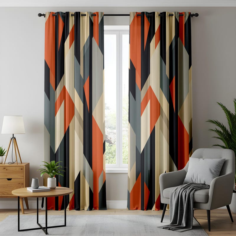 Color Block Curtains - Etsy