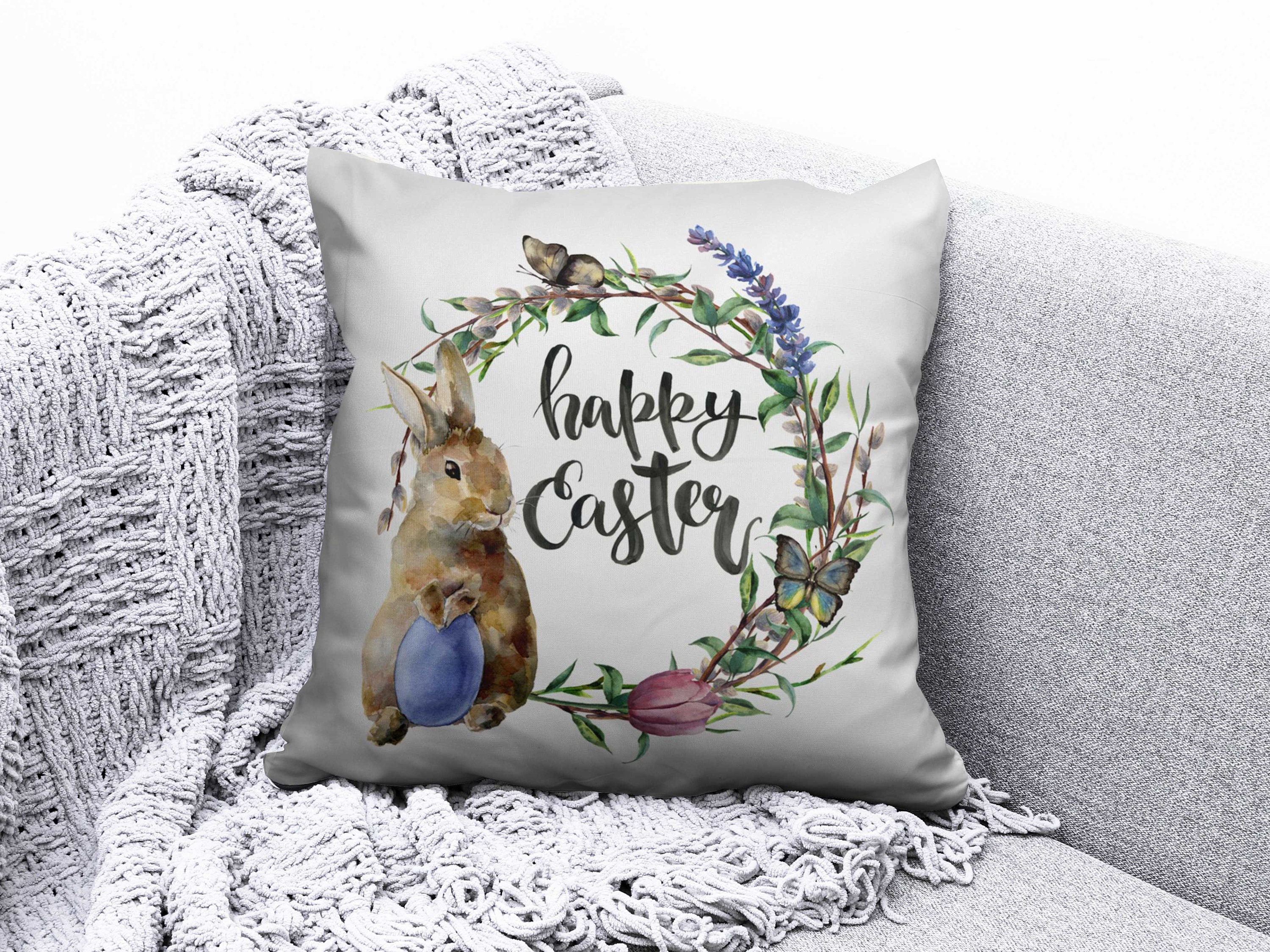 Happy Easter Pillow Case, Spring Concept Cushion Cover, Bunny Pillow ...