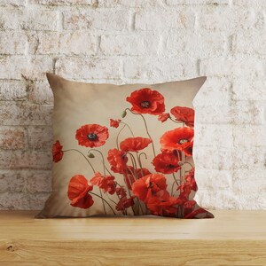 Poppy Cushion Covers, Remembrance Day Flower Pillow Cover, Anzac Day ...