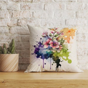Floral Cushion Covers, Watercolor Flower Cushion Covers,spring Flowers ...