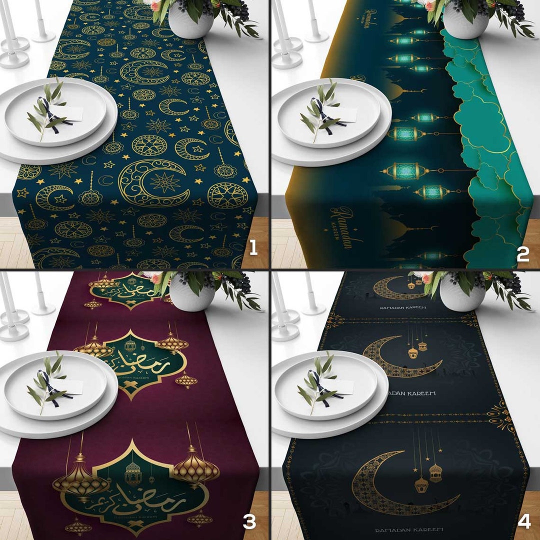 Ramadan Table Runner, Ramadan Concept Tablecloth, Islamic Table Runner ...