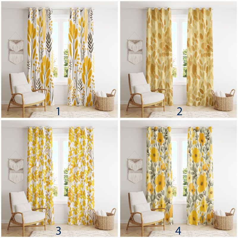 Yellow Floral Drapes - Etsy