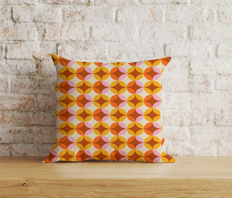 Retro 70s Geometric Soft Fabric Cushion Cover, Abstract Pillow Case - Etsy