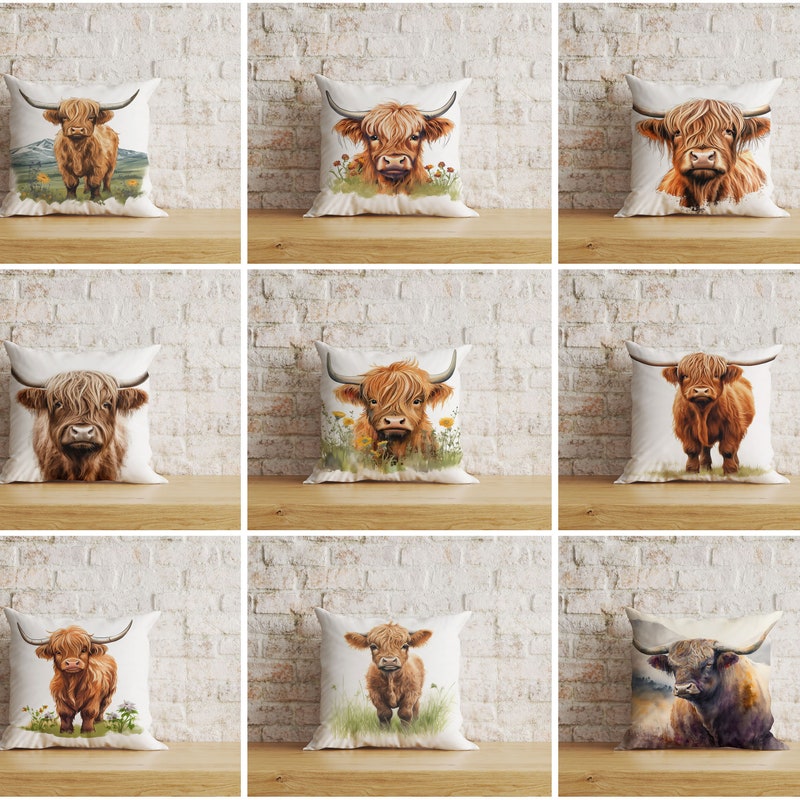 Highland Cow Cushion - Etsy UK