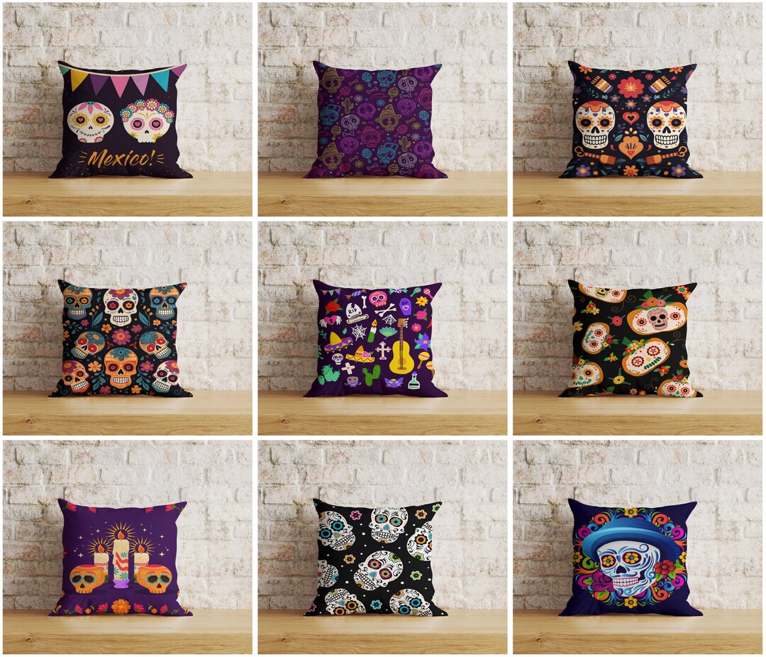 Mexican Day of the Dead Pillow Cover, Mexican Cushion Cover, Mexico ...