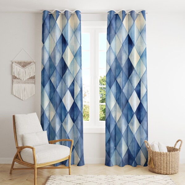 Geometric Curtains - Etsy