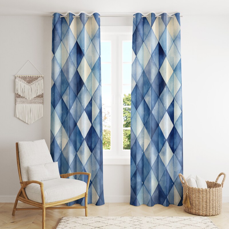 Geometric Curtains - Etsy