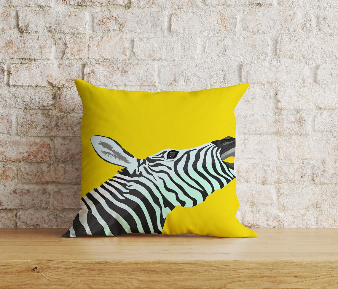 Colorful Zebra Pillow Cover, Knitted Soft Fabric Animal Throw Cushion ...
