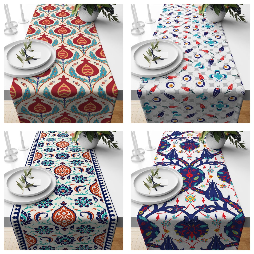 Tulip Motif Table Runner, Ethnic Table Cloth, Turkish Table Runner ...