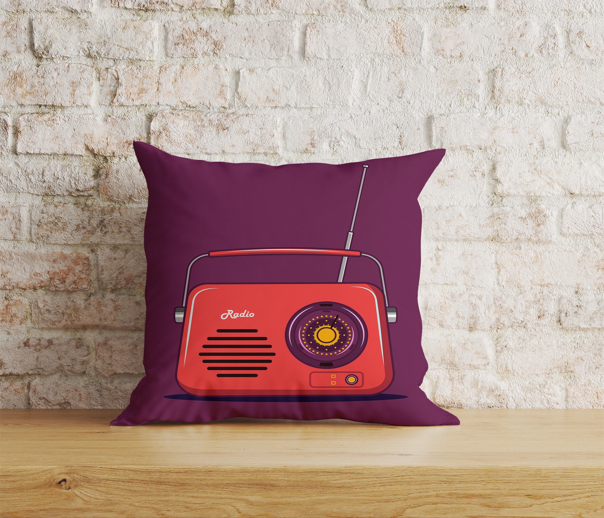 Retro Radios Cushion Cover, Retro Radios Pillow Cover, Radio Pillowcase ...