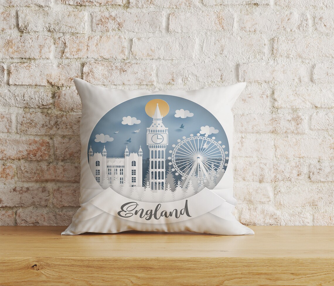 London Cushion Cover, London Pattern Pillow Cover, UK Pillowcase, Big ...