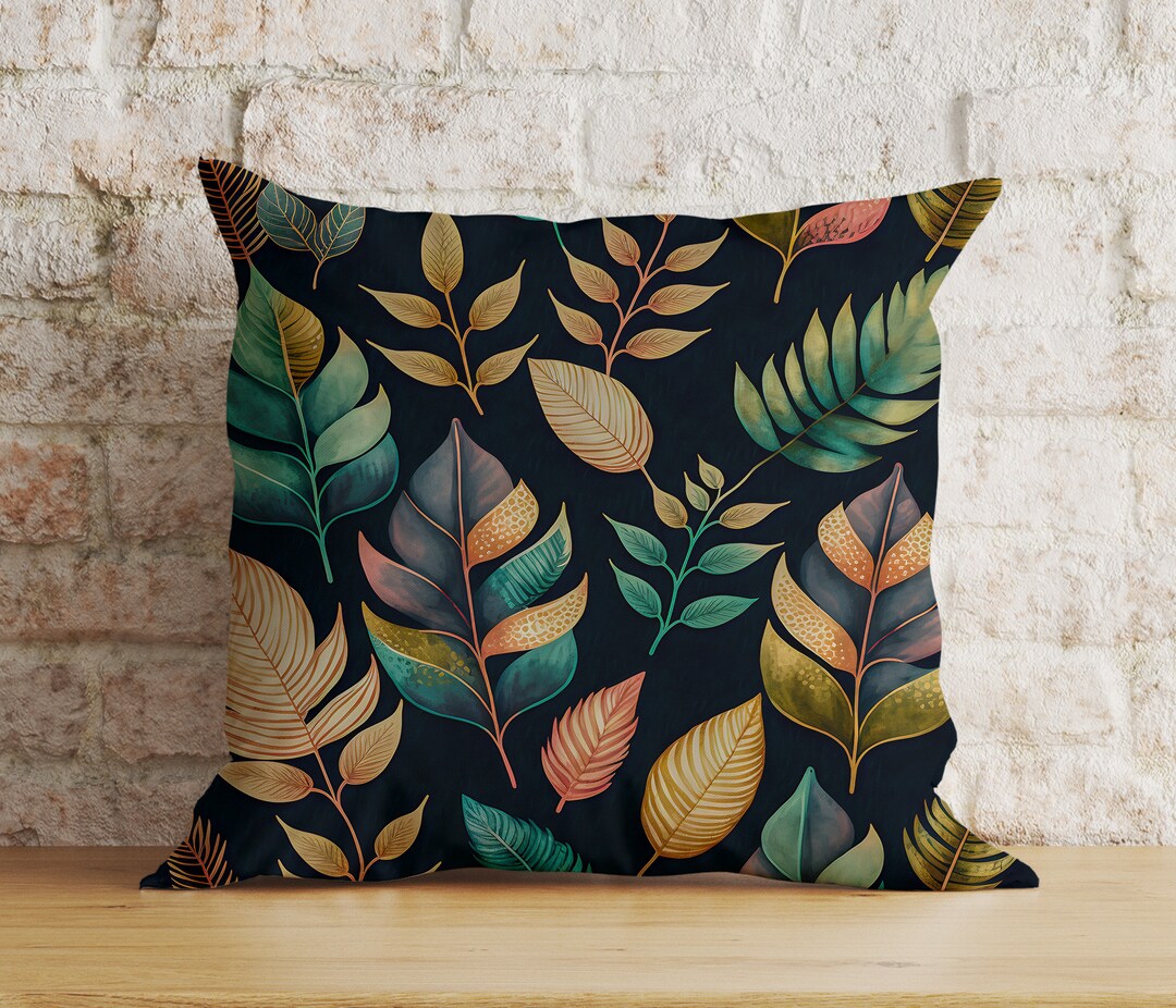 Autumn Leaf Soft Fabric Cushion Cover, Knitted Floral Pillow - Etsy