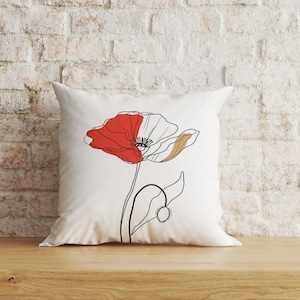 Red Poppy Flower Cushion Cover, Floral Home Decor - Etsy