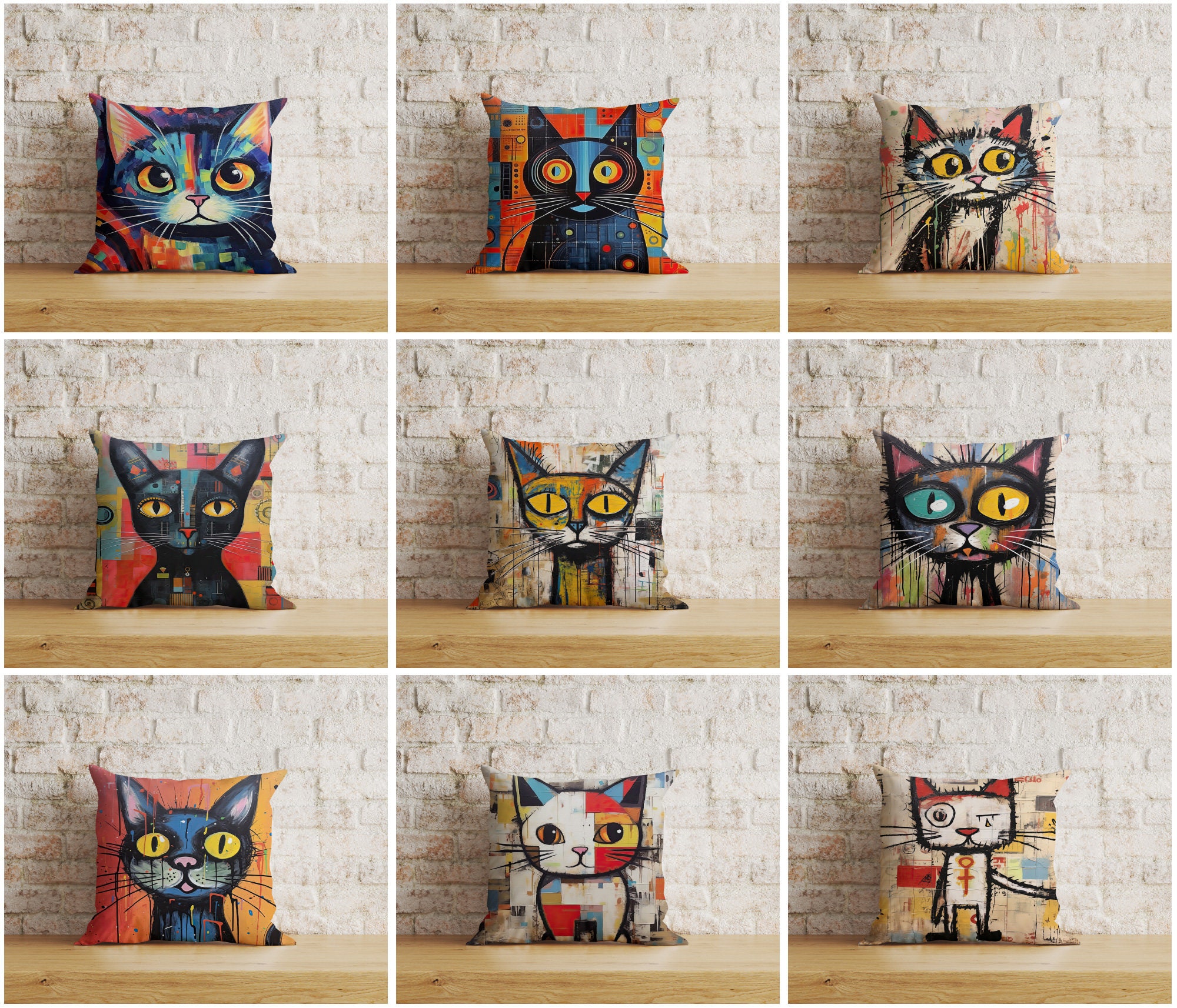 Cute Cat Pillow Covers, Cat Pattern Cushion Cover, Housewarming ...