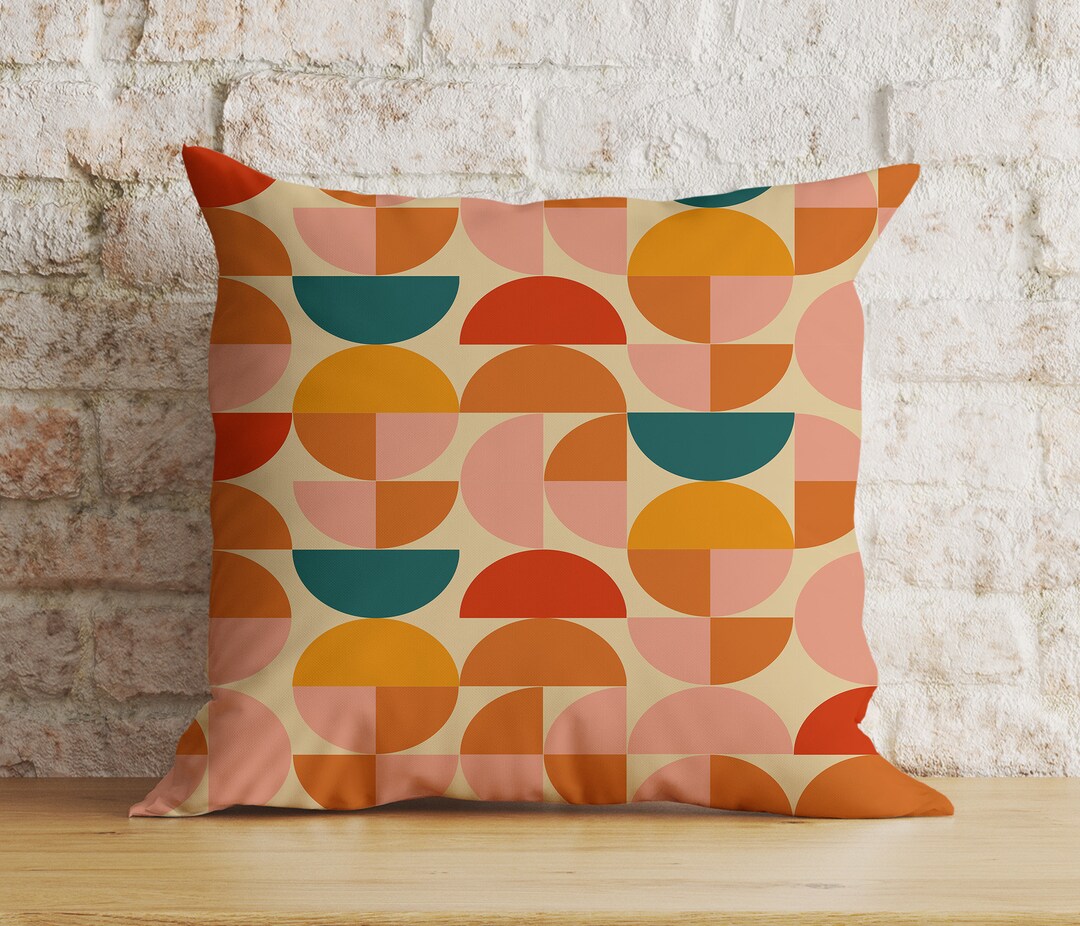 Mid Century Modern Pillow Cover, Retro Geometric Cushion, Soft Fabric ...