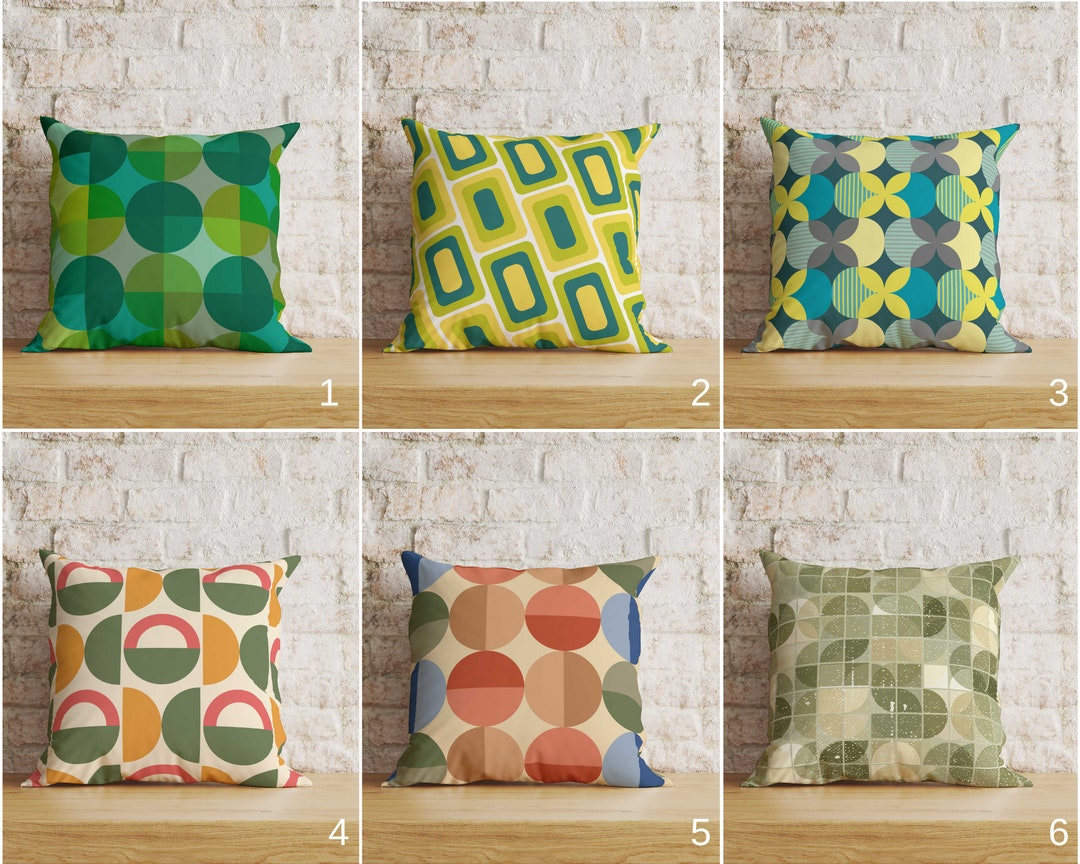 Colourful Mid Century Cushion Cover, Retro Cushion Cover, Modern ...