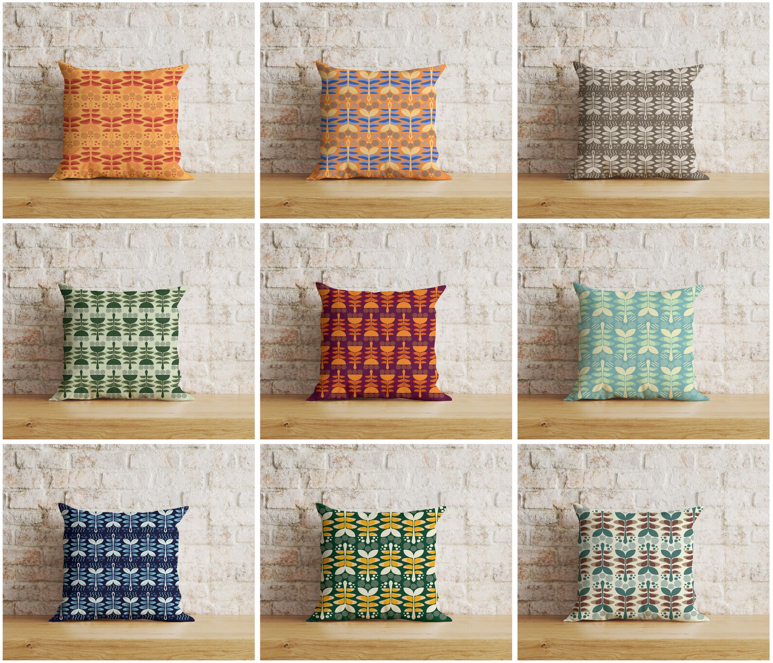 Floral Botanical Soft Fabric Cushion Cover, Retro Flower Pattern Throw ...