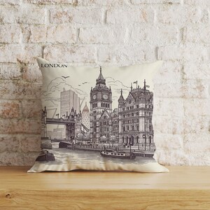 London Cushion Cover, London Pattern Pillow Cover, UK Pillowcase, Big ...
