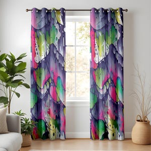 Psychedelic Abstract Splash Curtains, Vibrant Watercolor Drip Art ...