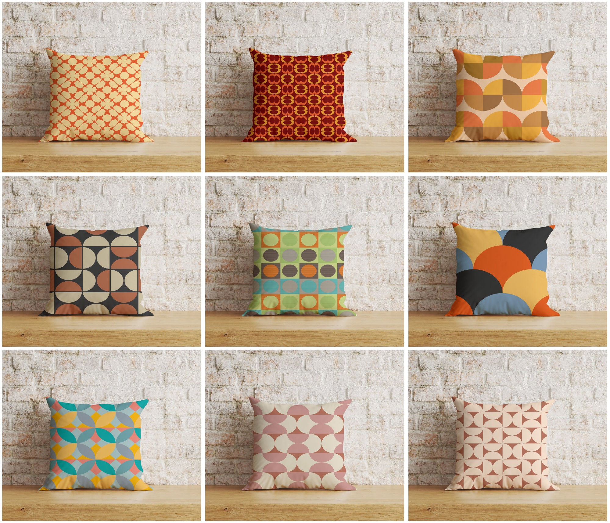 70s Geometric Cushion Cover, Retro Mid-century Modern Pillowcase - Etsy