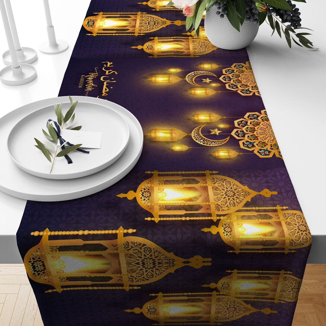 Ramadan Table Runner, Dark Soft Fabric Home Decor, Islamic Gift - Etsy