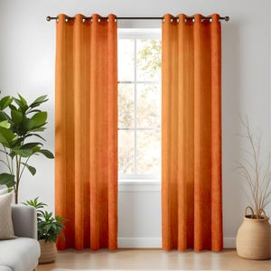 Rust Orange Curtain Panel, Floral Motif, Blackout or Thermal Lining - Etsy