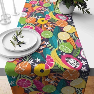 Colorful Fruit Design Table Runner, Lemons & Limes Kitchen Decor - Etsy
