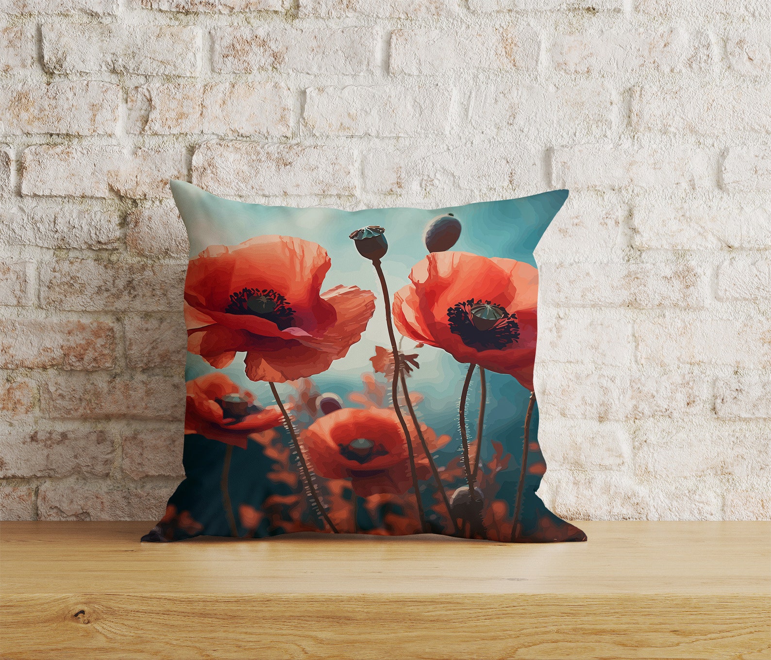 Poppy Cushion Covers, Remembrance Day Flower Pillow Cover, Anzac Day ...