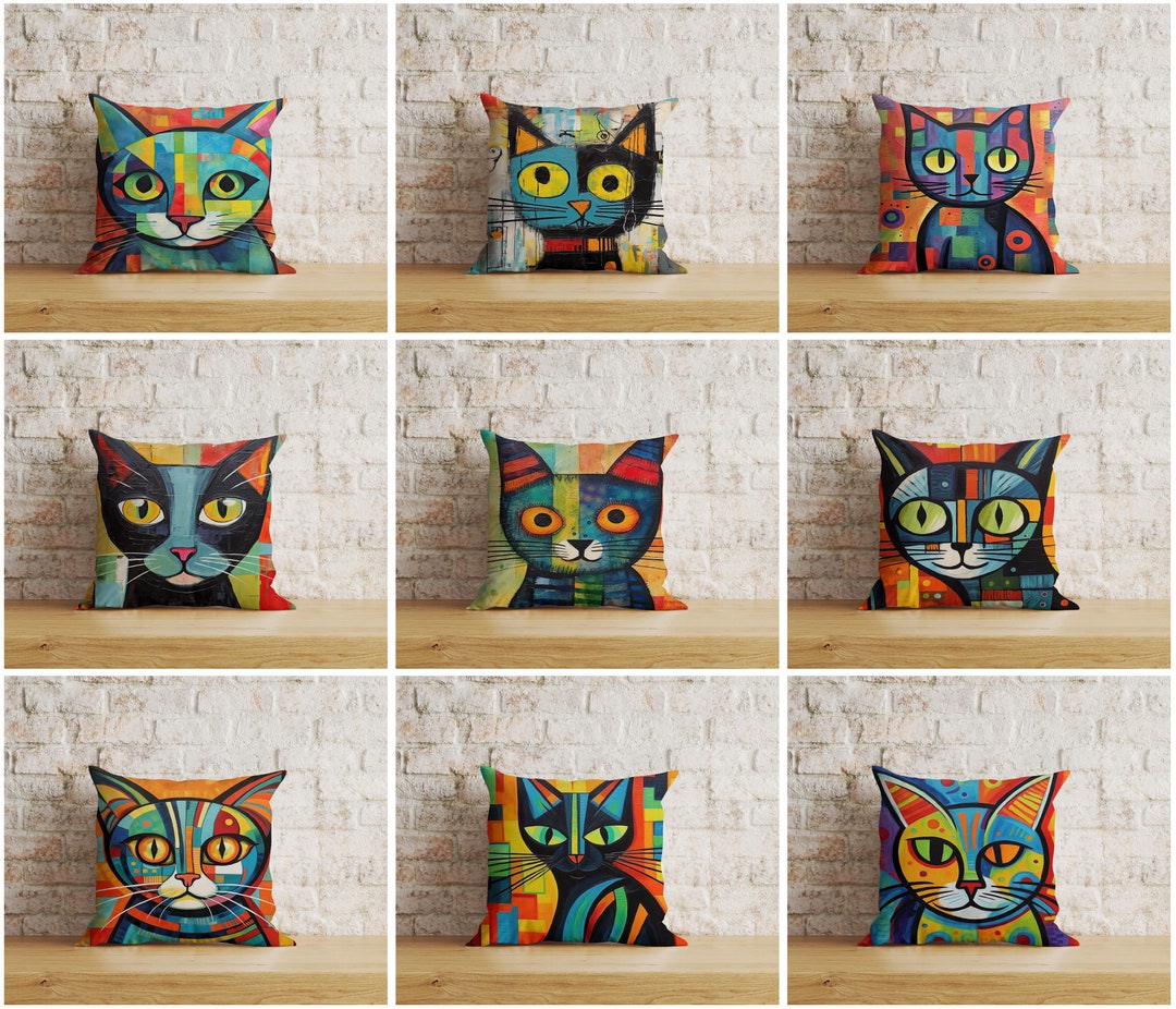 Funny Cat Cushion Covers, Cat Pillow Covers, Cute Cat Scatter Cushions ...