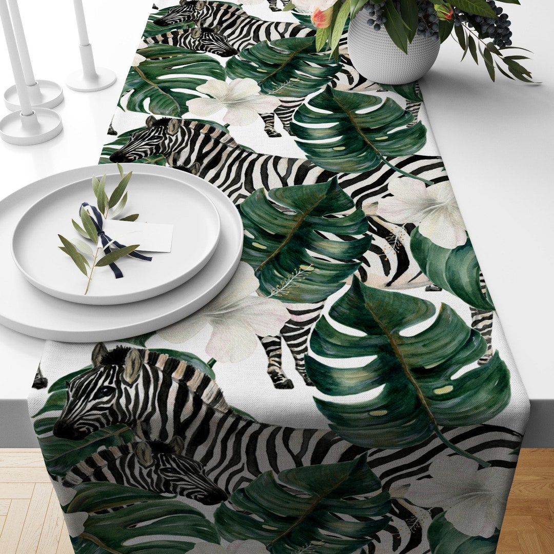 Animals Table Runner, Zebra Kitchen Runner, Elephant Table Cloth ...