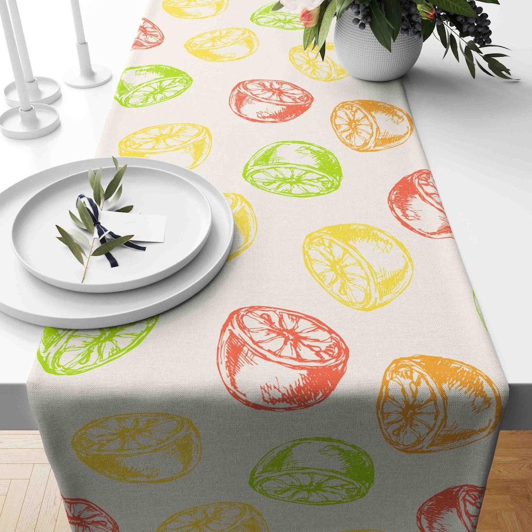 Colorful Fruit Design Table Runner, Lemons & Limes Kitchen Decor - Etsy