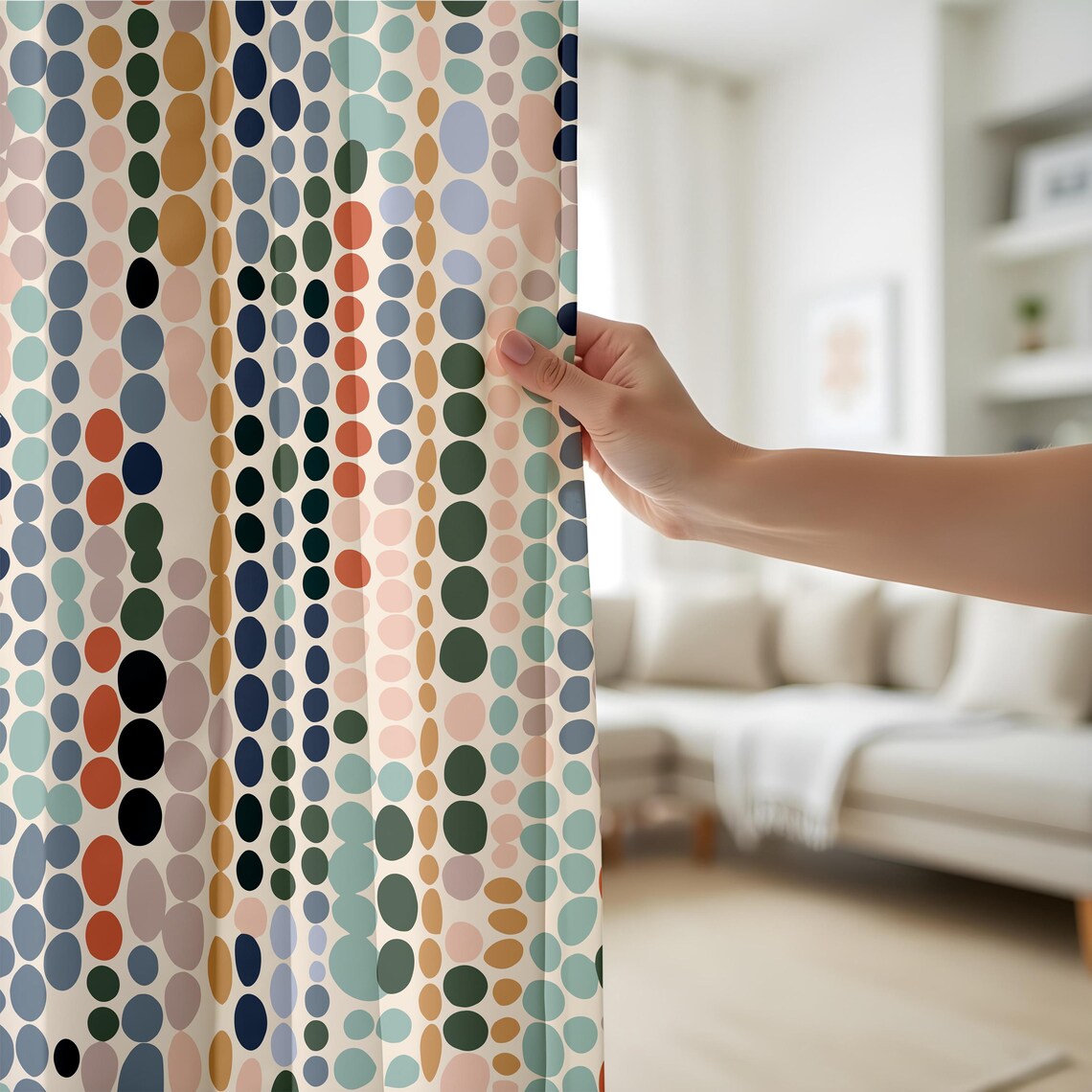 Polka Dot Window Curtains, Mid-century Modern Dotted Window Panels - Etsy