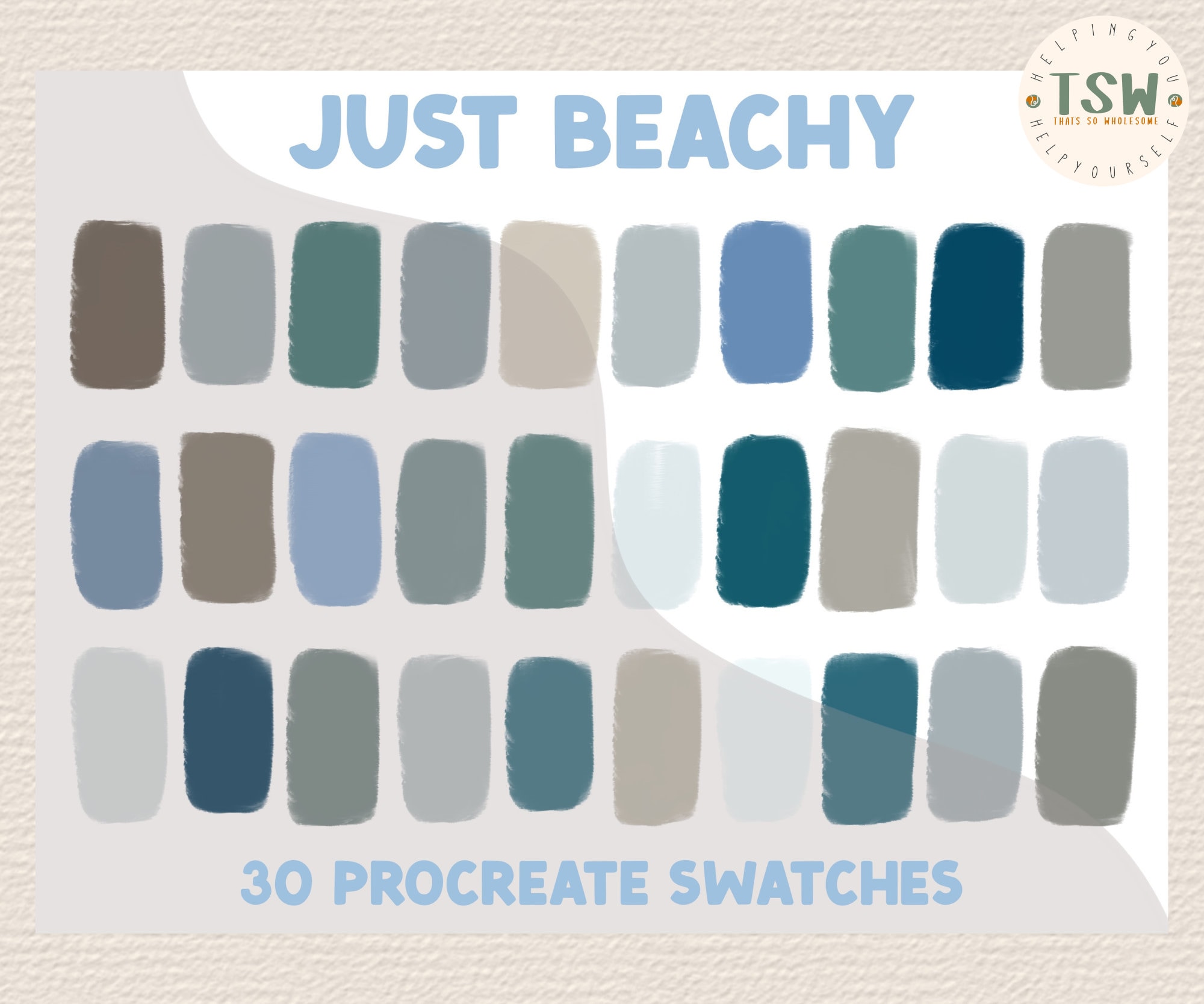 Just Beachy Procreate Color Palette, Made by a Therapist Beach Color ...