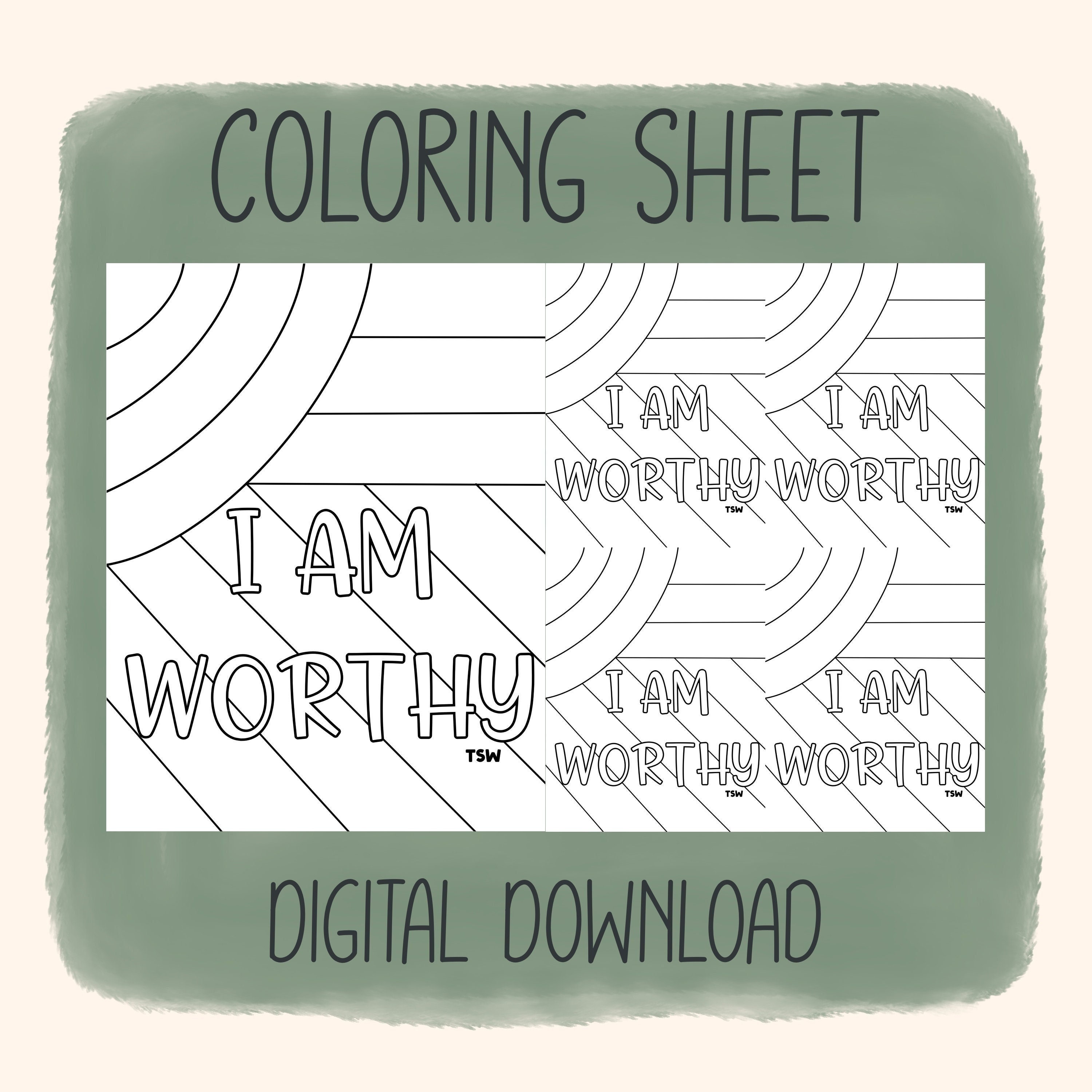 I Am Worthy Coloring Sheet - Etsy
