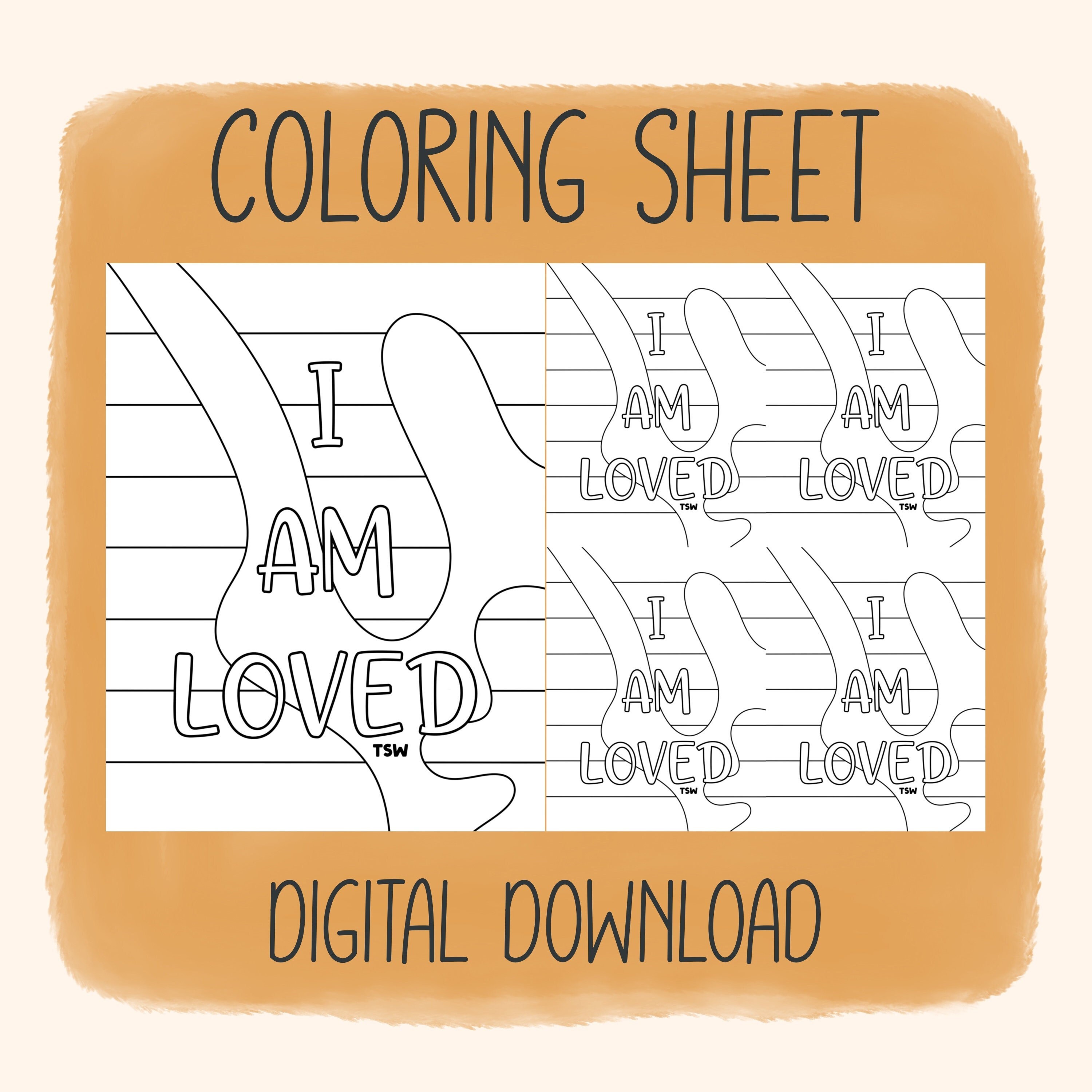 I Am Loved Coloring Sheet - Etsy