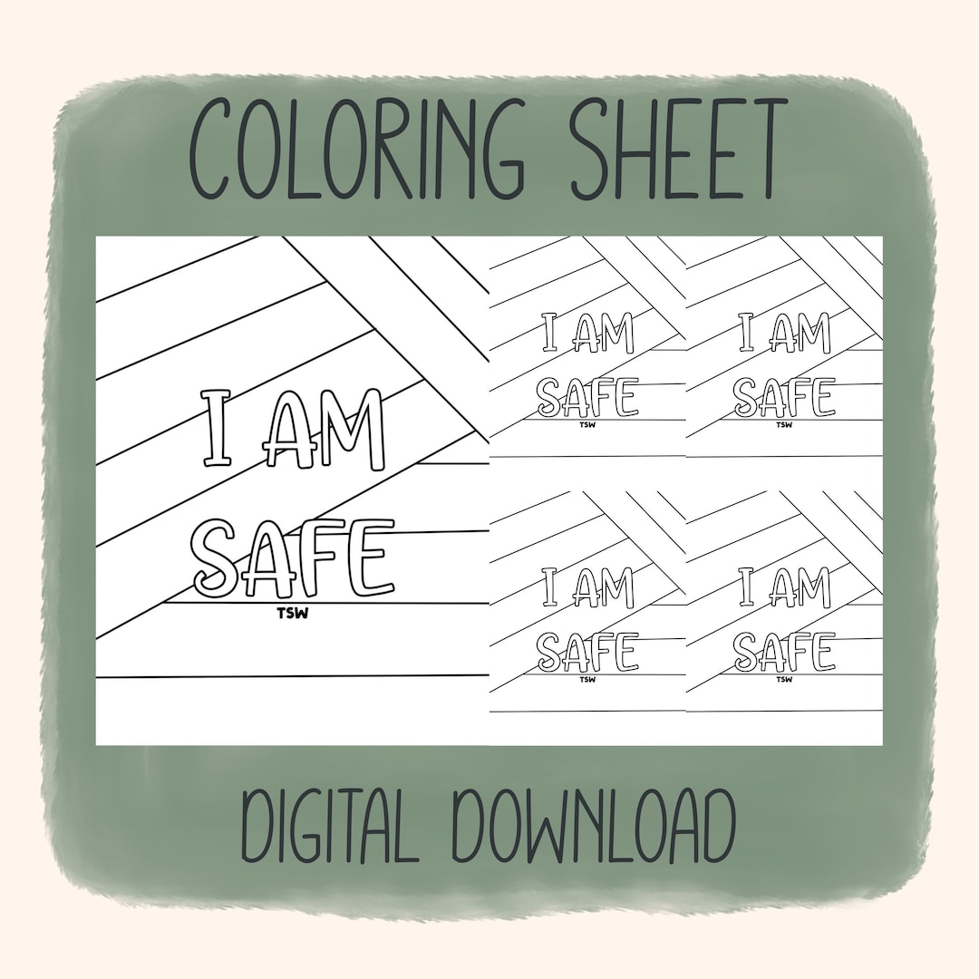 I Am Safe Coloring Sheet - Etsy