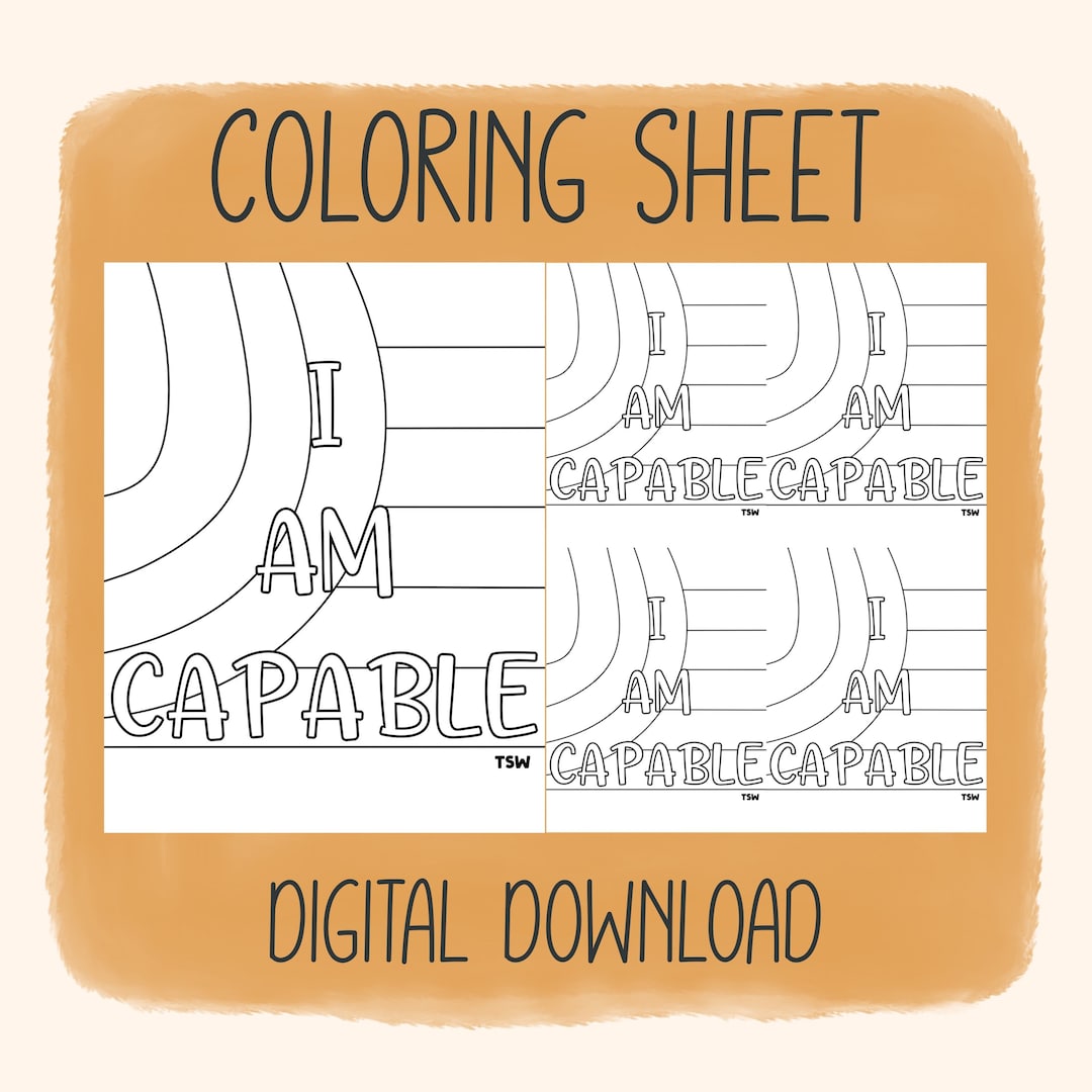I Am Capable Coloring Sheet - Etsy
