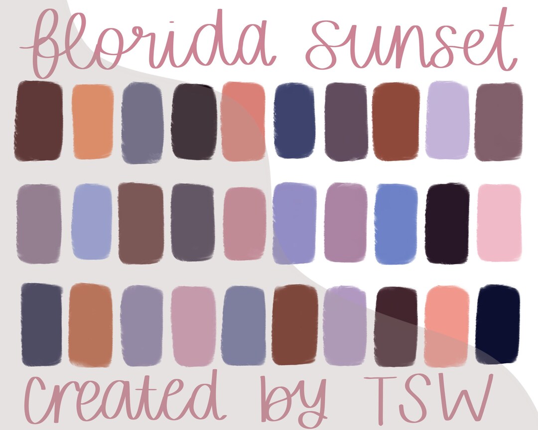 Florida Sunset Procreate Color Palette Etsy