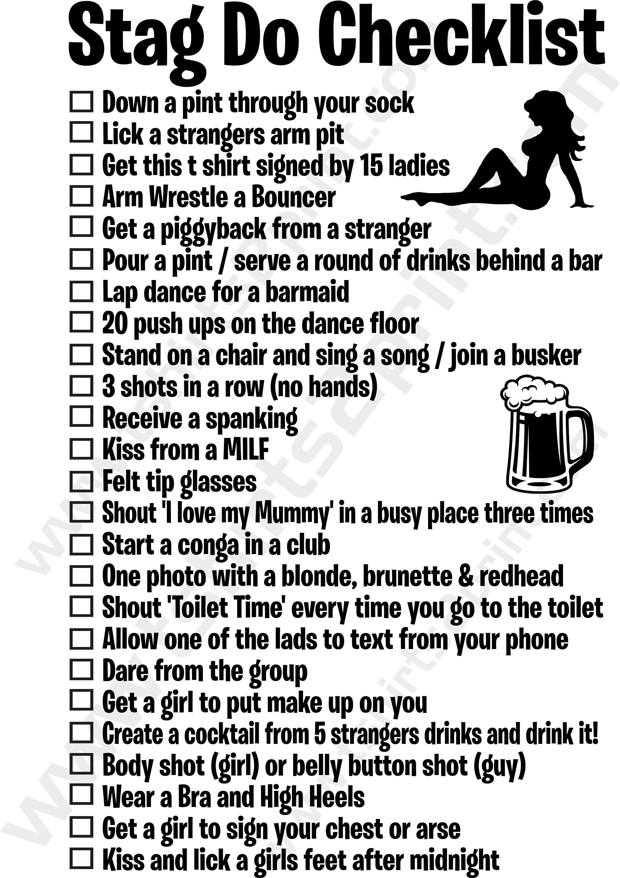 STAG Do CHECKLIST T-SHIRT Funny Custom Personalised Stag T-shirt - Etsy UK
