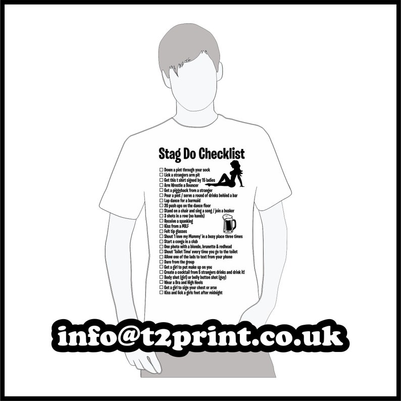 STAG Do CHECKLIST T-SHIRT Funny Custom Personalised Stag T-shirt - Etsy UK