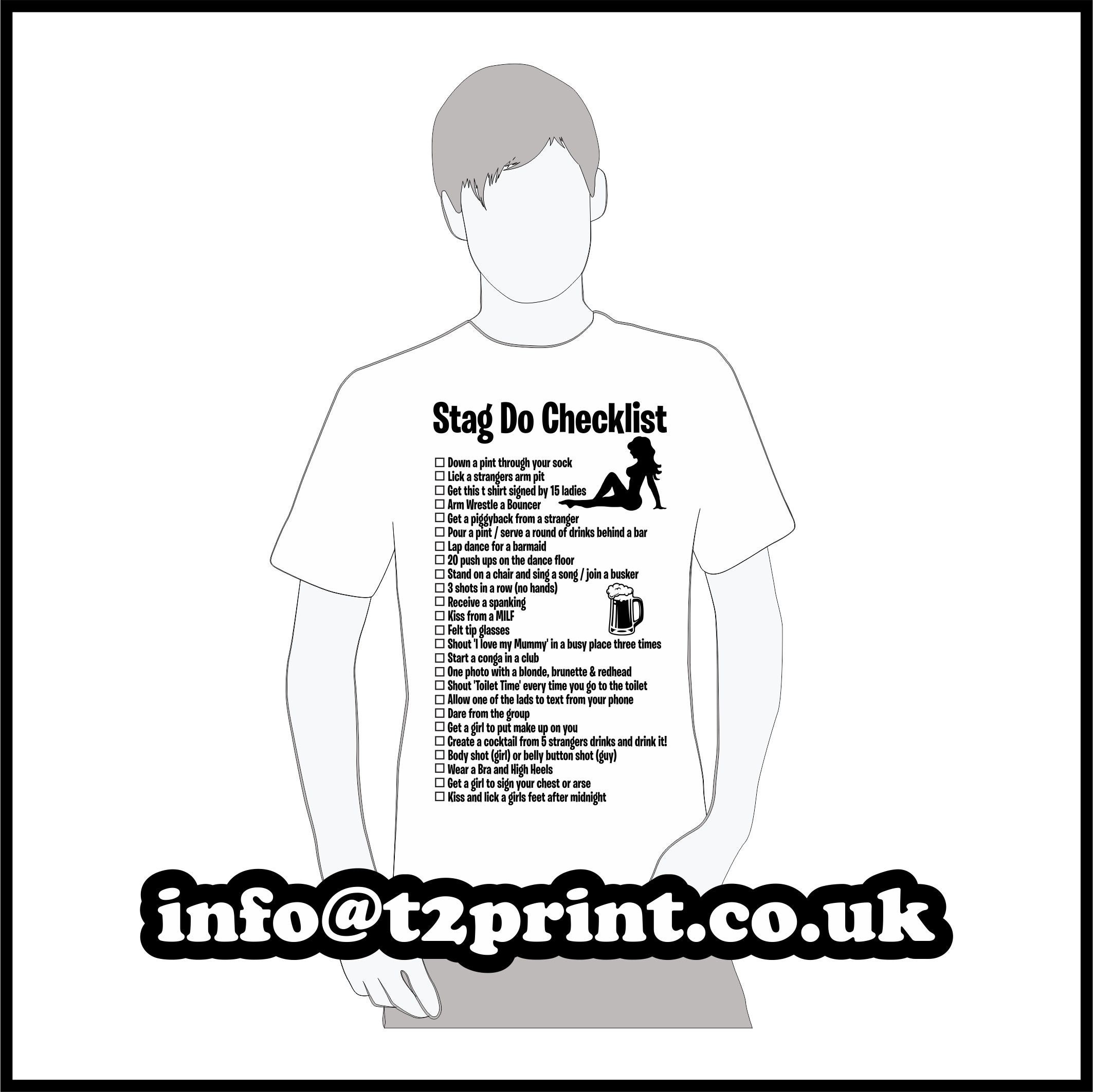 Stag Do Checklist T Shirt Funny Custom Personalised Stag T Shirt Etsy Uk