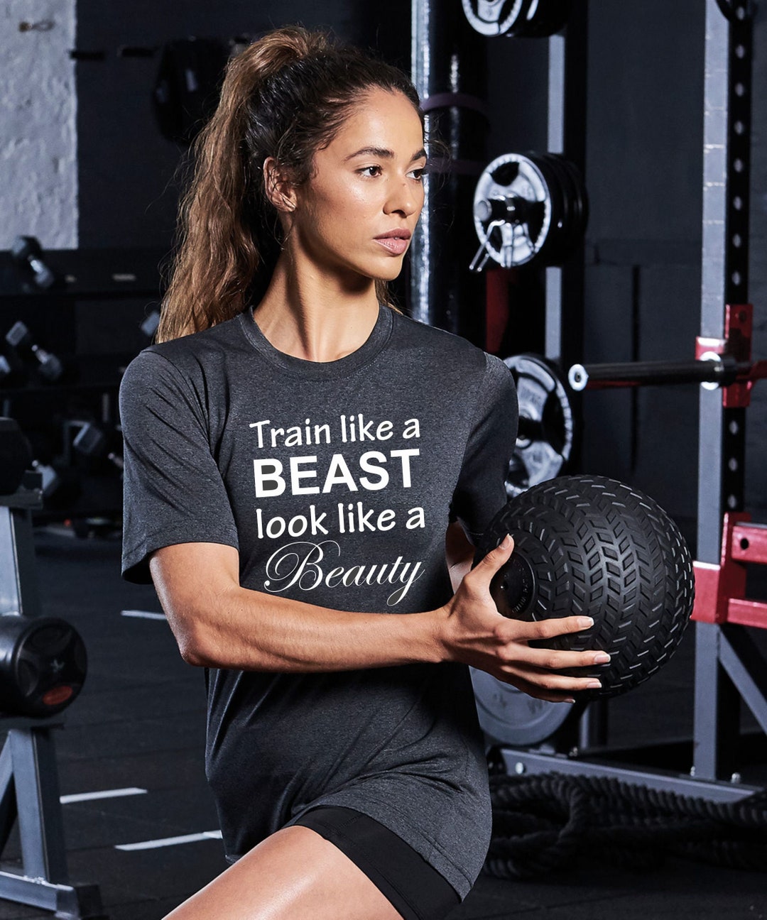 Train Like a Beast, Look Like a BEAUTY Funny CUSTOM Personalised GYM T ...