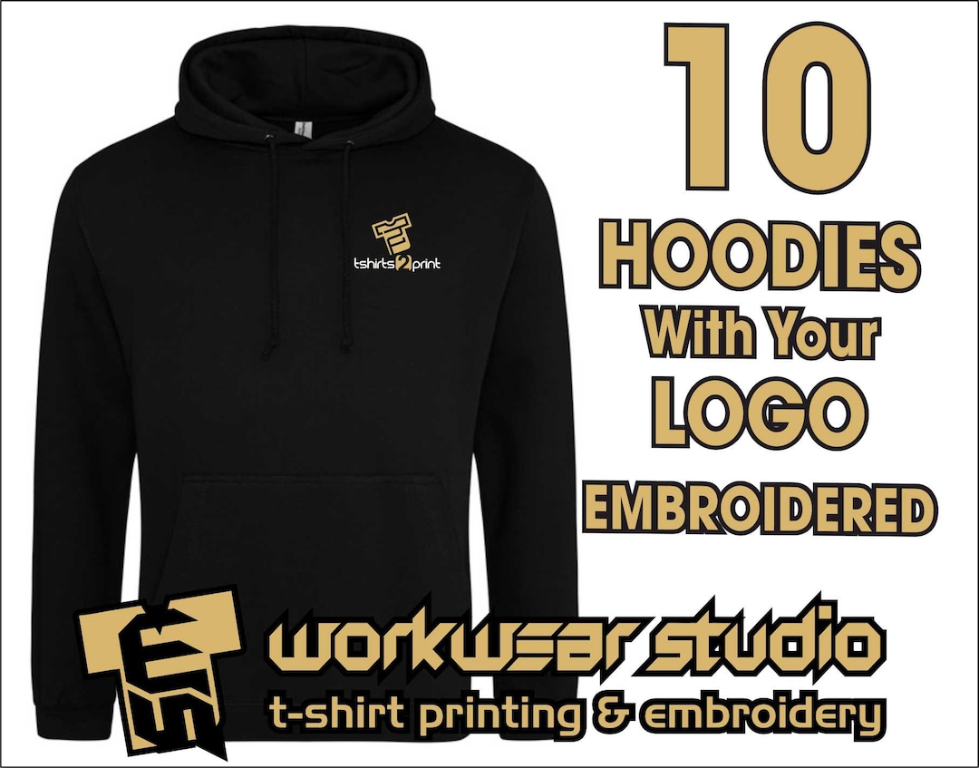 10 Hoodies With Your LOGO EMBROIDERED. Premium AWD Hoodies Supplied ...