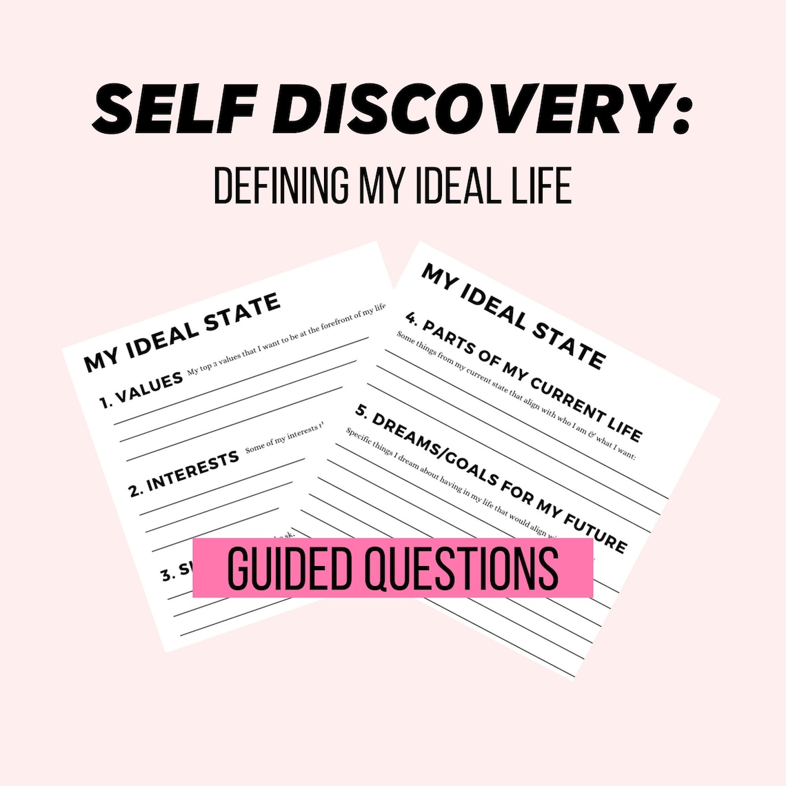 Self Discovery Worksheet: Defining My Ideal Life, My Dreams, Goal ...